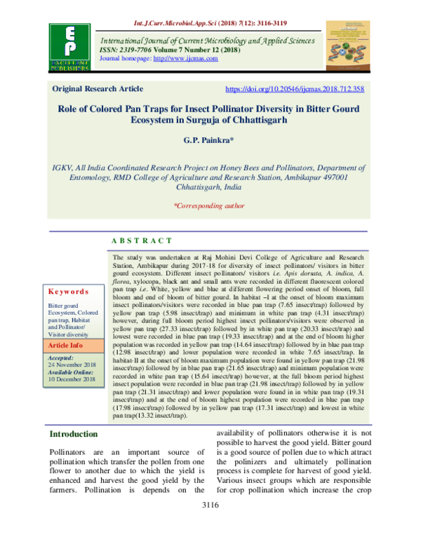 (PDF) Insect Visitor/Pollinator Diversity and Abundance in Safflower ...