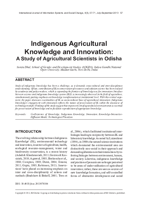 (PDF) Indigenous Agricultural Knowledge and Innovation