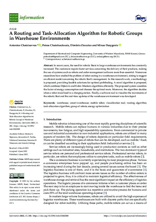 Pdf A Routing And Task Allocation Algorithm For Robotic Groups In