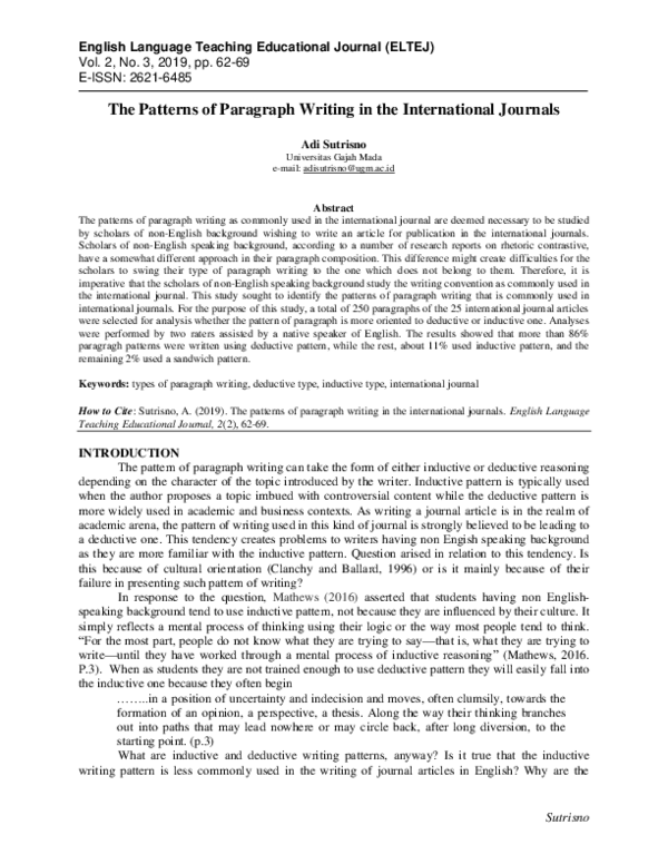 (PDF) Types of Paragraph Writing in the International Journals