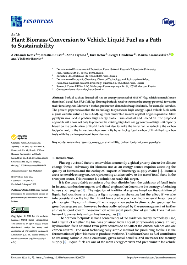 (PDF) Plant Biomass Conversion to Vehicle Liquid Fuel as a Path to ...