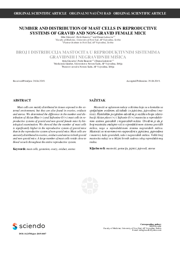 (PDF) Number and Distribution of Mast Cells in Reproductive Systems of ...