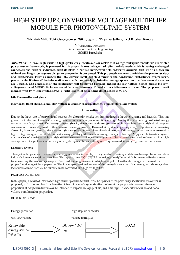 (PDF) High Step-Up Converter Voltage Multiplier Module for Photovoltaic ...