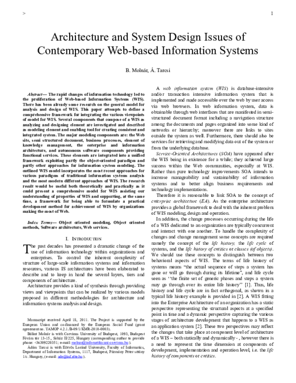 (PDF) Architecture and system design issues of contemporary Web-based ...