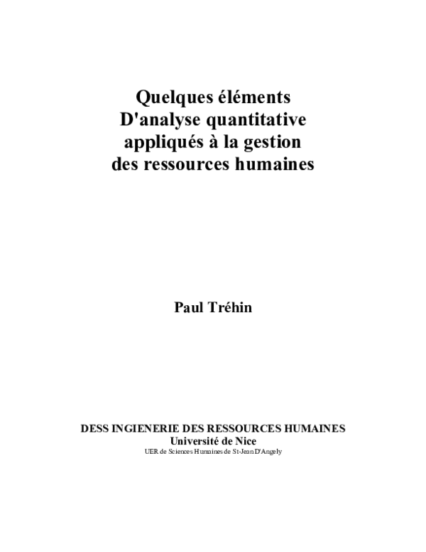 (DOC) Quelques éléments D'analyse quantitative appliqués à la gestion des ressources humaines