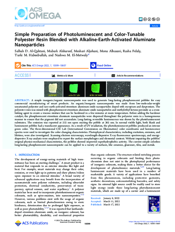(PDF) Simple Preparation of Photoluminescent and Color-Tunable Polyester Resin Blended with ...