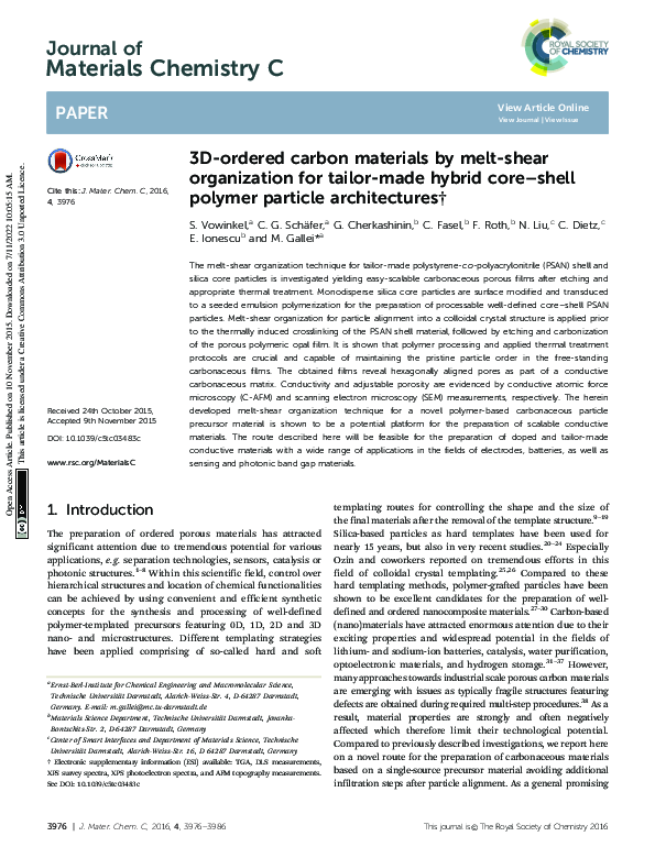 (PDF) 3D-ordered carbon materials by melt-shear organization for tailor ...
