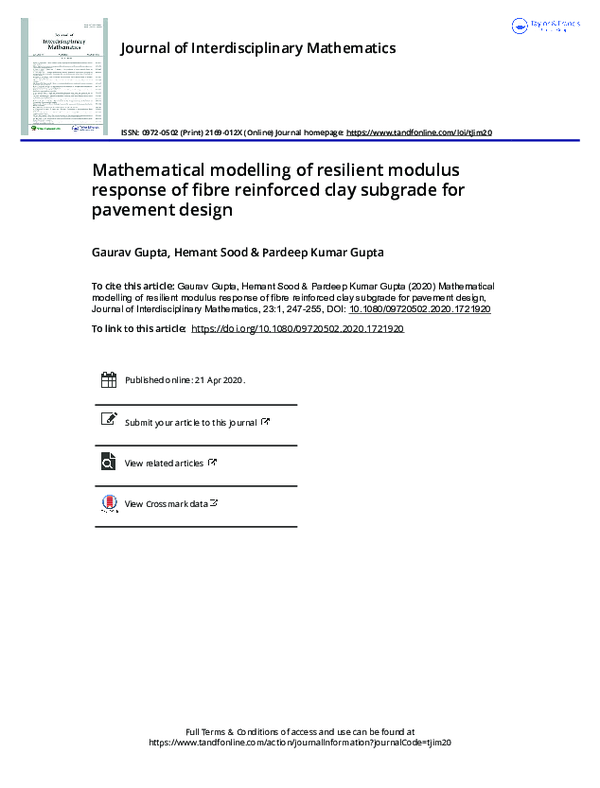 (PDF) Mathematical modelling of resilient modulus response of fibre reinforced clay subgrade for ...