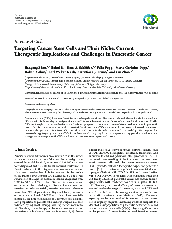 (PDF) Targeting Cancer Stem Cells and Their Niche: Current Therapeutic ...