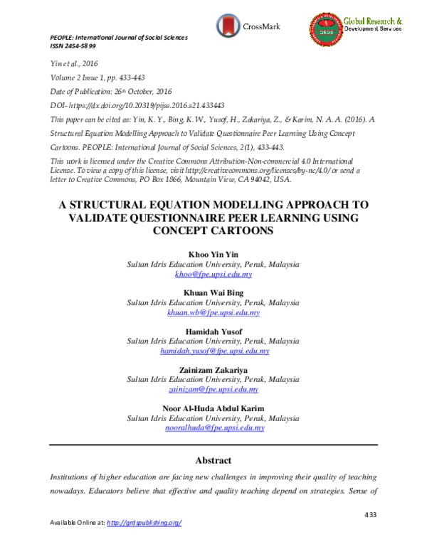 (PDF) A Structural Equation Modelling Approach to Validate ...