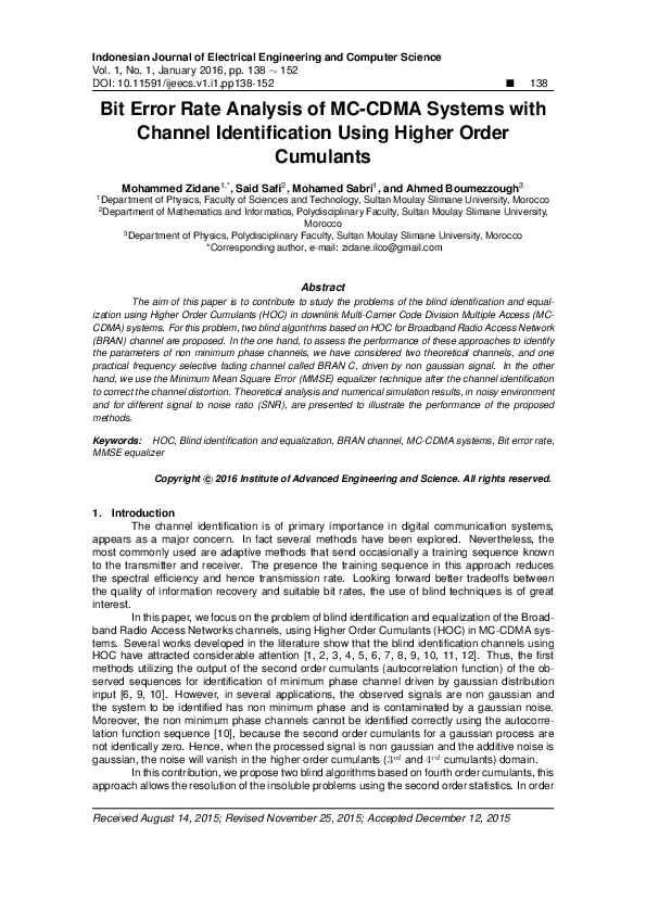 (PDF) Bit Error Rate Analysis of MC-CDMA Systems with Channel ...