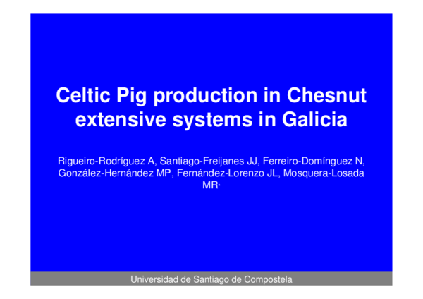 (PDF) Celtic pig production in chestnut extensive systems in Galicia
