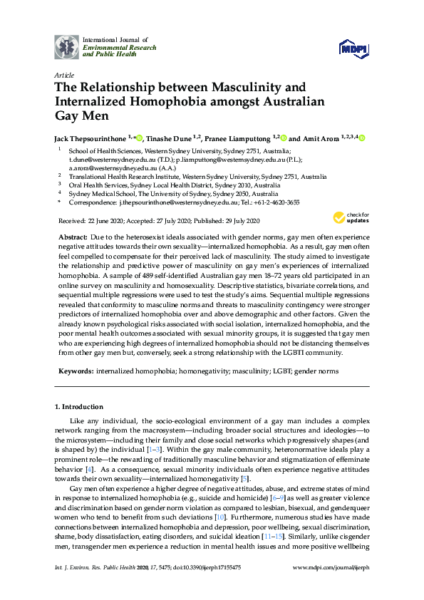 (PDF) The Relationship between Masculinity and Internalized Homophobia ...