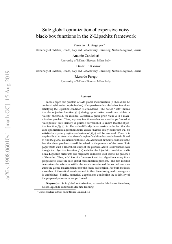 (PDF) Safe global optimization of expensive noisy black-box functions in the $$\delta ...