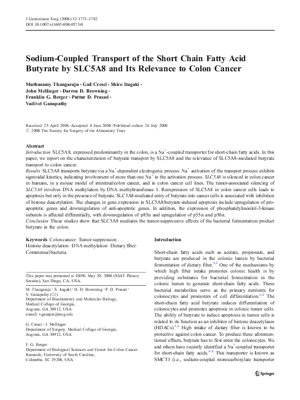 (PDF) Sodium-Coupled Transport of the Short Chain Fatty Acid Butyrate ...