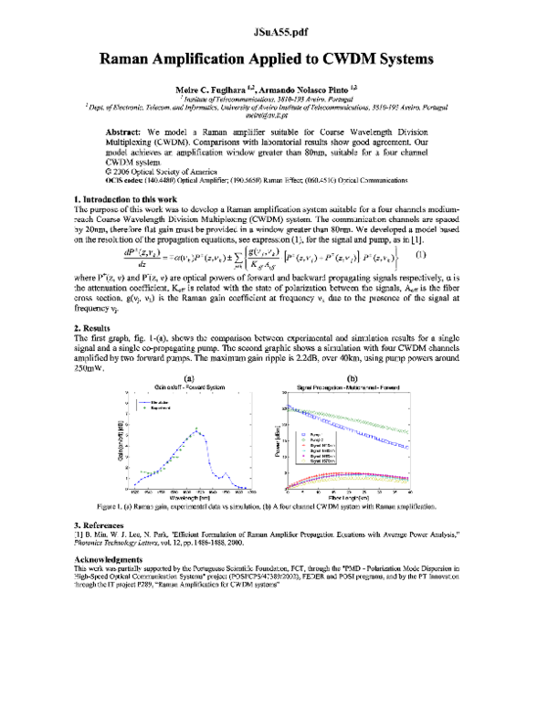 (PDF) Raman Amplification Applied to CWDM Systems