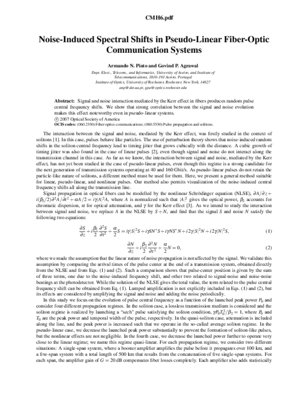 (PDF) Noise-induced spectral shifts in pseudo-linear fiber-optic ...