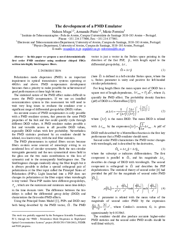 (PDF) The development of a PMD Emulator