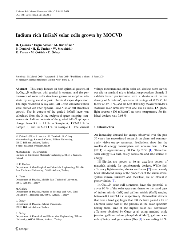 (PDF) Indium rich InGaN solar cells grown by MOCVD