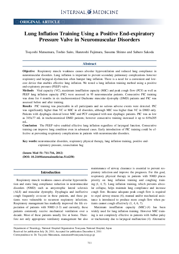 (PDF) Lung Inflation Training Using a Positive End-expiratory Pressure ...