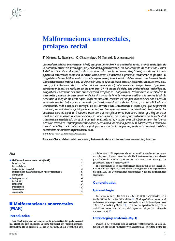 (PDF) Malformaciones anorrectales, prolapso rectal