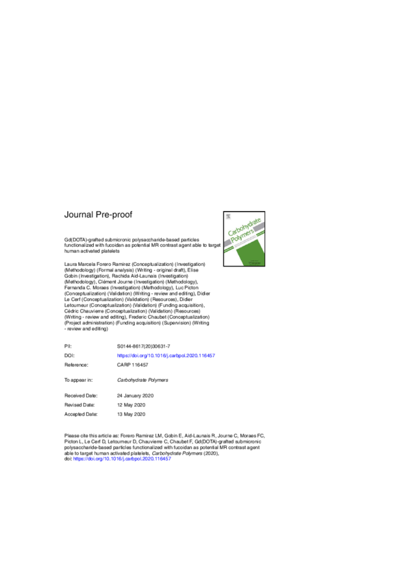 (PDF) Gd(DOTA)-grafted submicronic polysaccharide-based particles ...