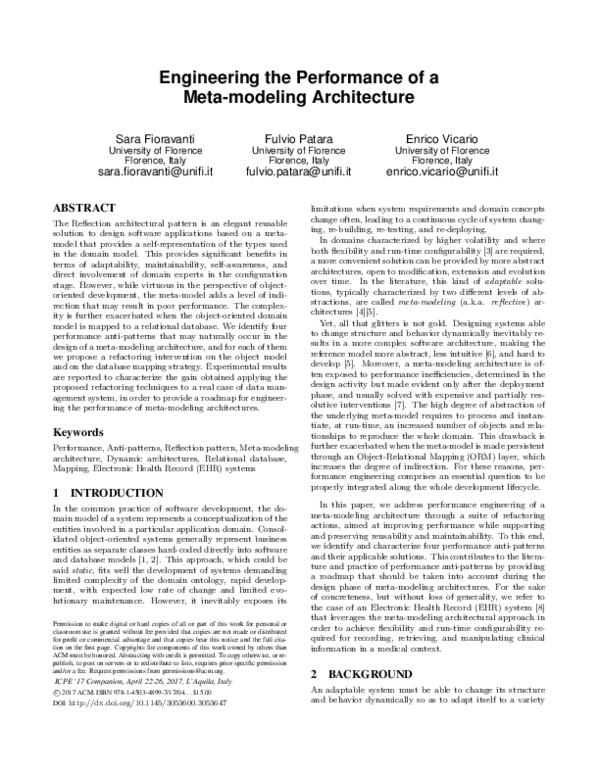 (PDF) Engineering the Performance of a Meta-modeling Architecture