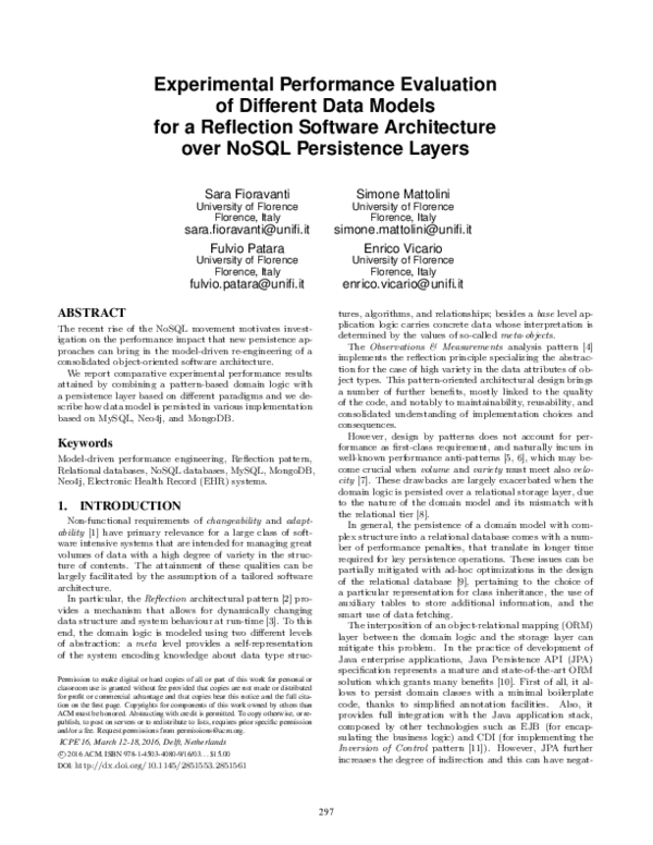 (PDF) Experimental Performance Evaluation of different Data Models for a Reflection Software ...