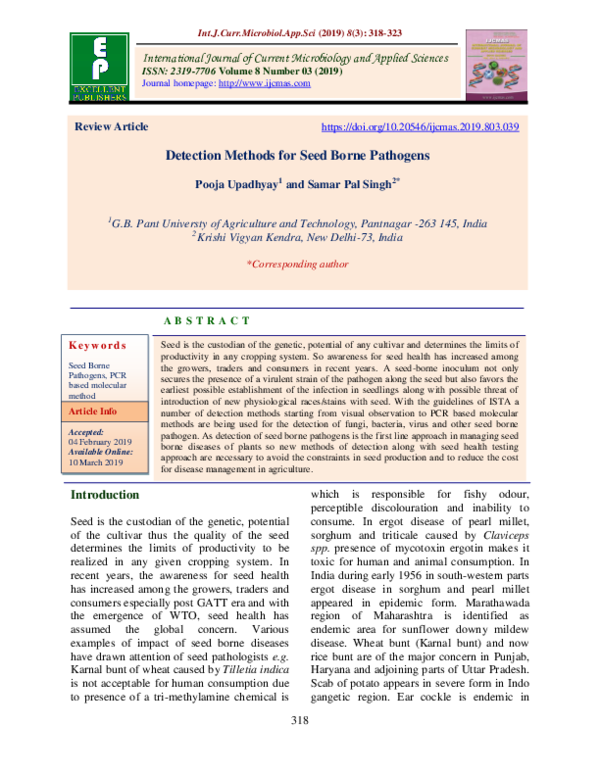 (PDF) Detection Methods for Seed Borne Pathogens