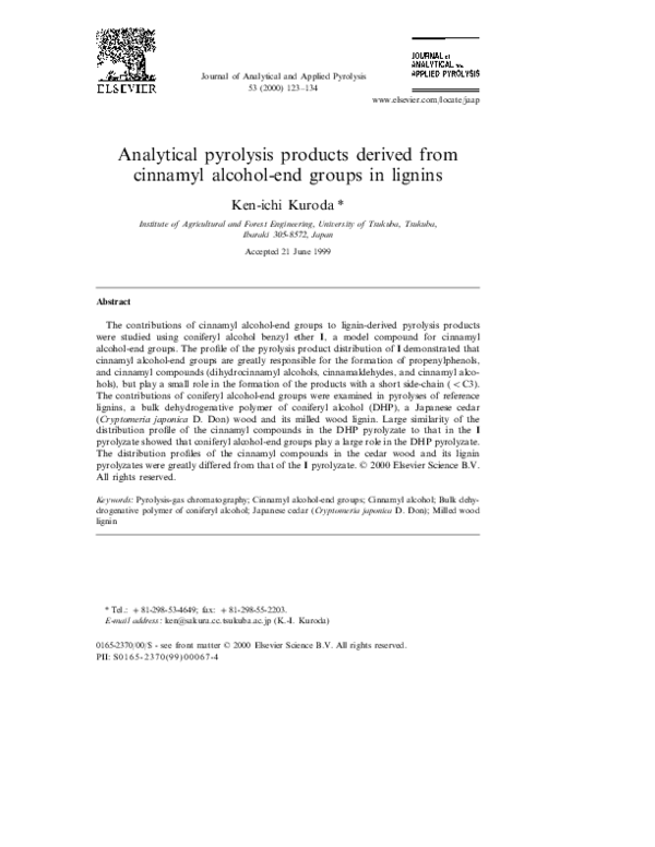 (PDF) Analytical pyrolysis products derived from cinnamyl alcohol-end groups in lignins