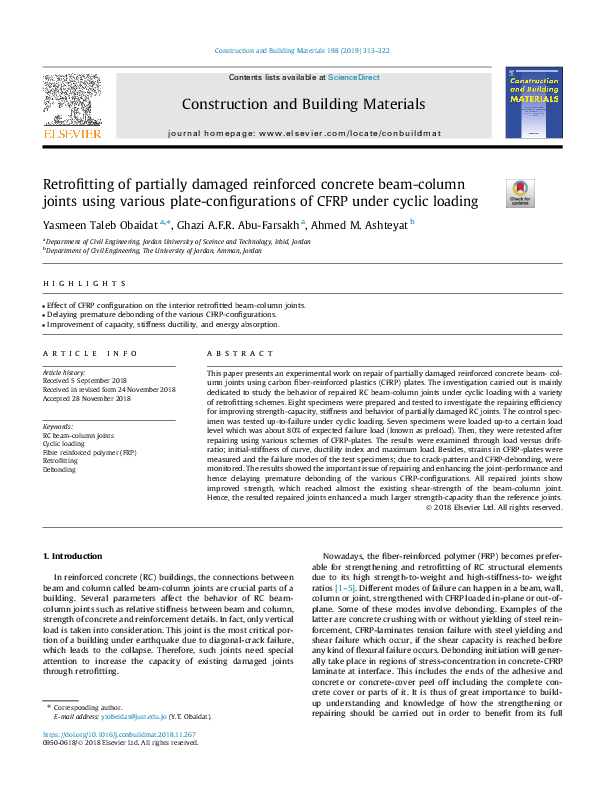 (PDF) Retrofitting of partially damaged reinforced concrete beam-column ...
