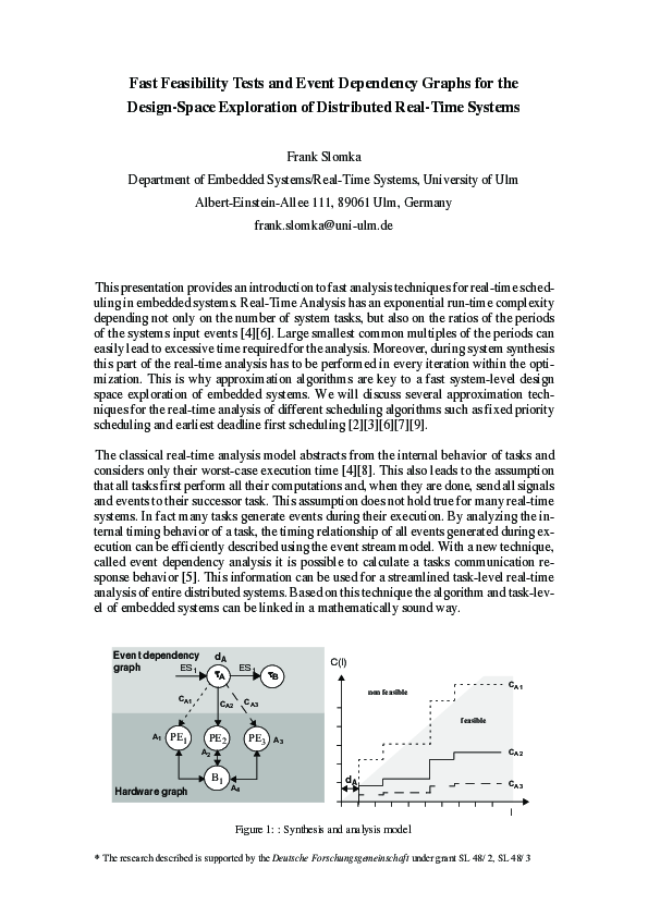 Pdf Fast Feasibility Tests And Event Dependency Graphs For The Design Space Exploration Of