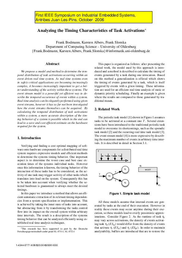 (PDF) Analyzing the Timing Characteristics of Task Activations