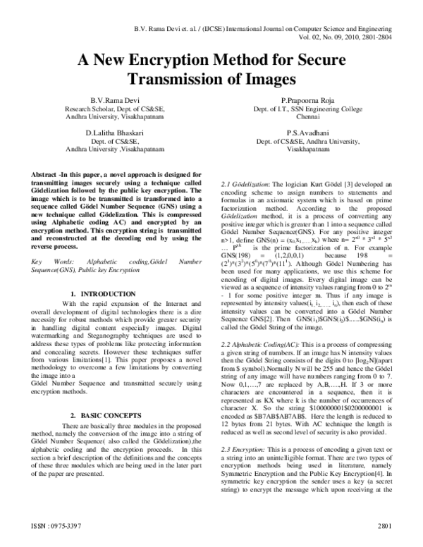 (PDF) A New Encryption Method for Secure Transmission of Images