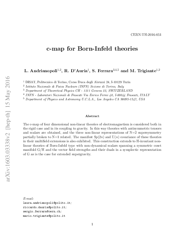 (PDF) c-Map for Born–Infeld theories