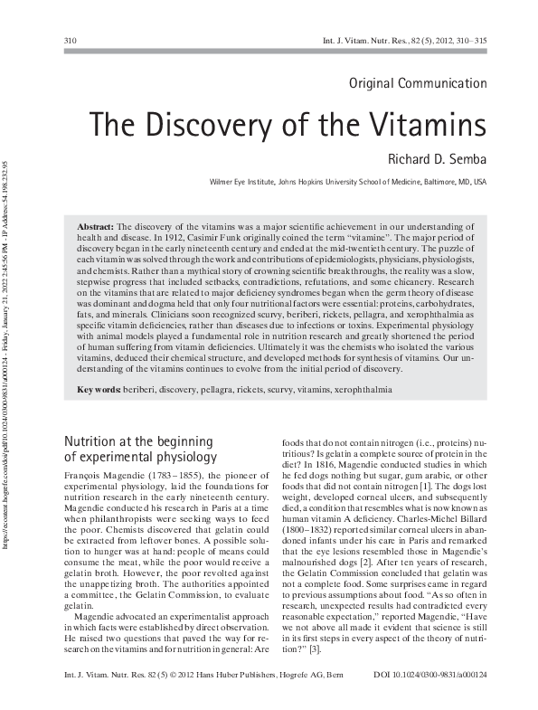 (PDF) The Discovery of the Vitamins
