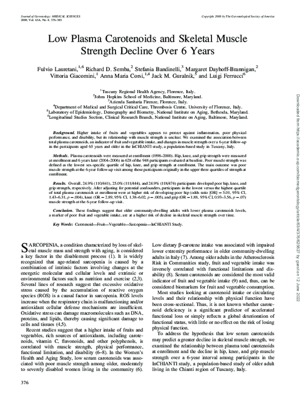 (PDF) Low Plasma Carotenoids and Skeletal Muscle Strength Decline Over ...