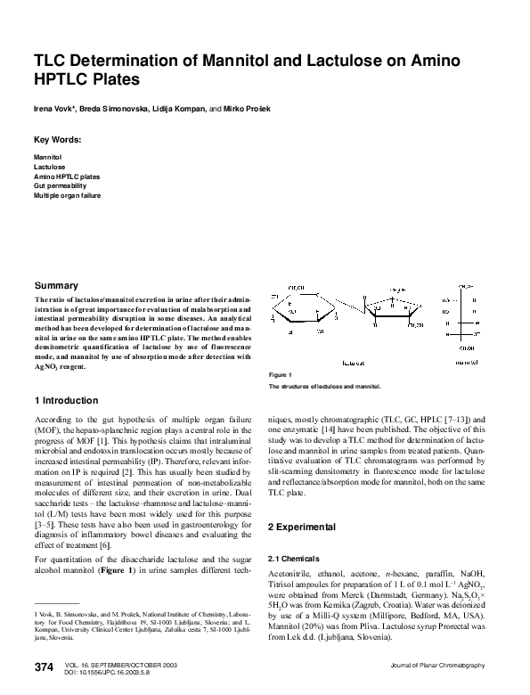 (PDF) TLC determination of mannitol and lactulose on amino HPTLC plates