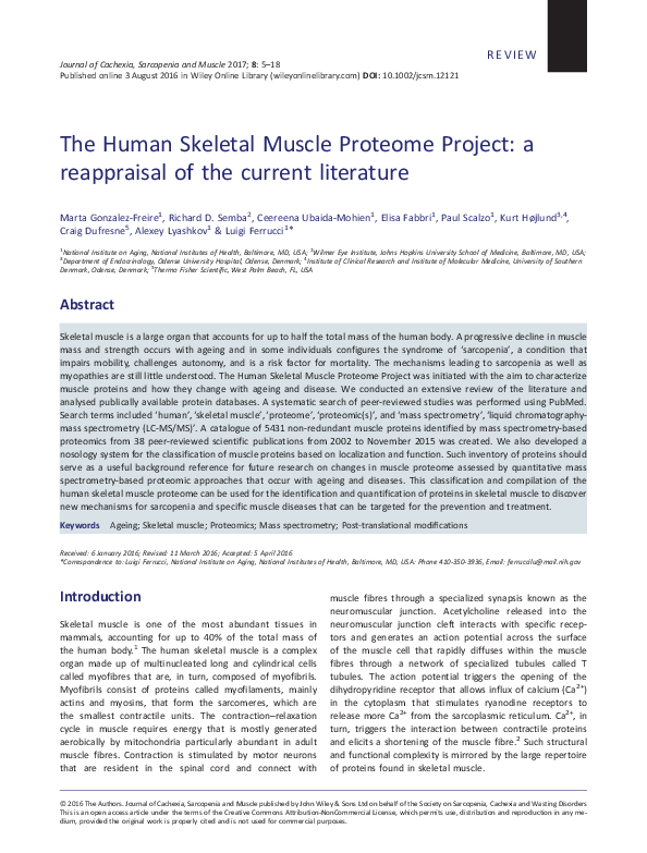 (PDF) The Human Skeletal Muscle Proteome Project: a reappraisal of the ...