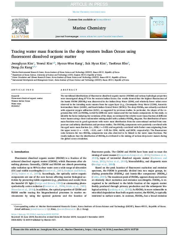 (PDF) Tracing water mass fractions in the deep western Indian Ocean using fluorescent dissolved ...