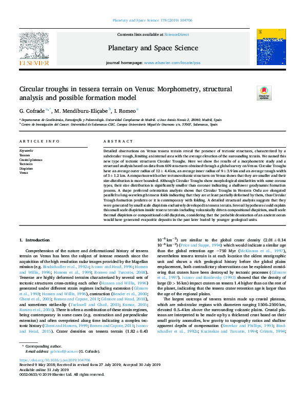 (PDF) Circular troughs in tessera terrain on Venus: Morphometry ...