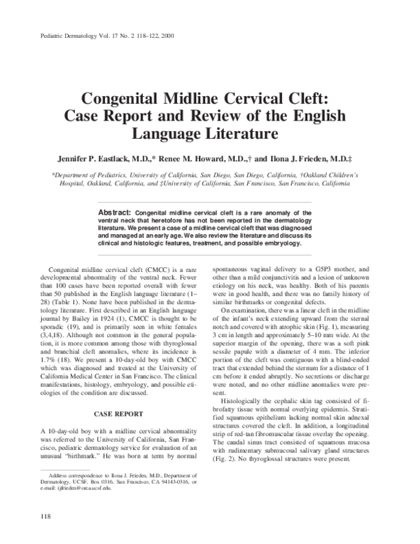 (PDF) Congenital midline cervical cleft: Case report and review