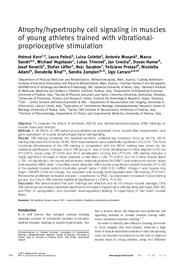 (PDF) Atrophy/hypertrophy cell signaling in muscles of young athletes ...