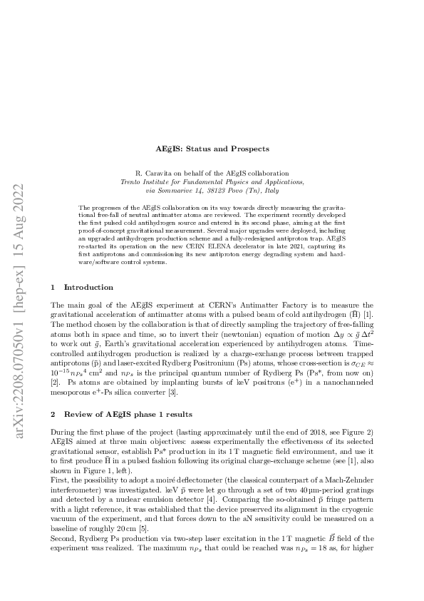 (PDF) AEgIS: Status and Prospects