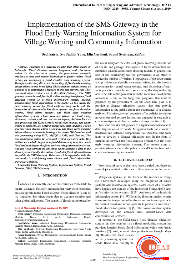 (PDF) Implementation of the SMS Gateway in the Flood Early Warning Information System for ...