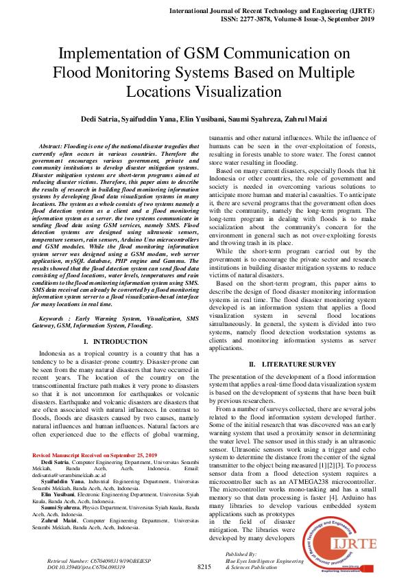 (PDF) Implementation of GSM Communication on Flood Monitoring Systems Based on Multiple ...