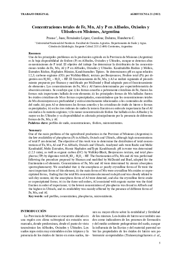 (PDF) Concentraciones totales de Fe, Mn, Al y P en Alfisoles, Oxisoles ...