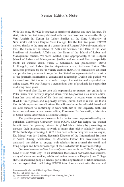 (PDF) Senior Editor's Note