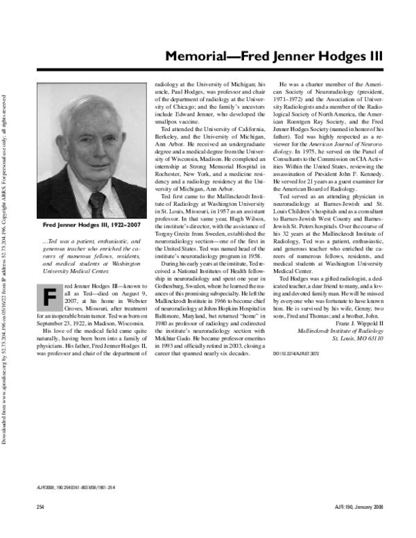 (PDF) Memorial—Fred Jenner Hodges III