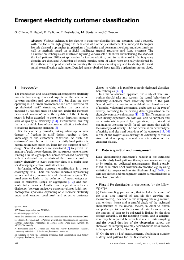 (PDF) Emergent electricity customer classification